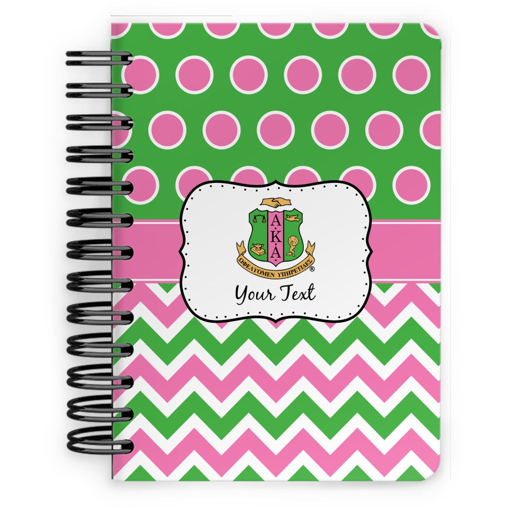 Personalized AKA Logo, Chevron & Polka Dots Spiral Notebook - 5x7 ...