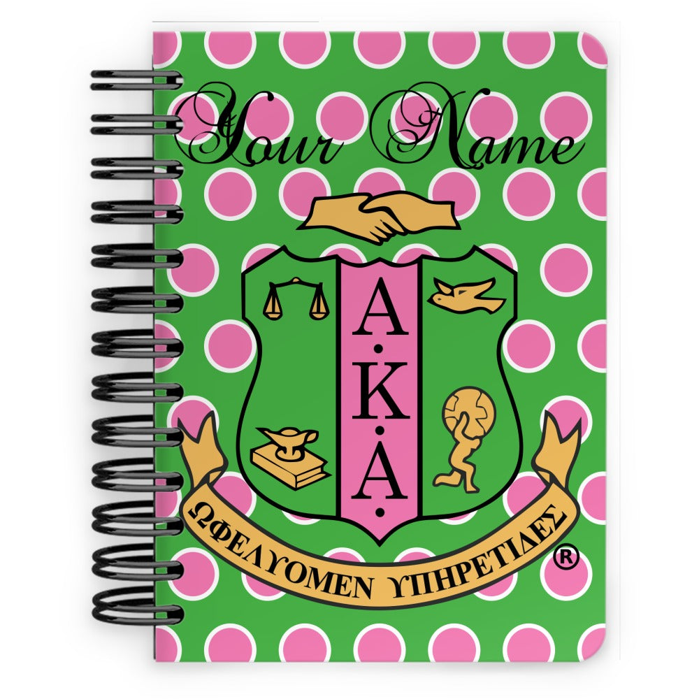 Personalized AKA Logo & Polka Dots Spiral Notebook - 5x7 – Joan's Monogram